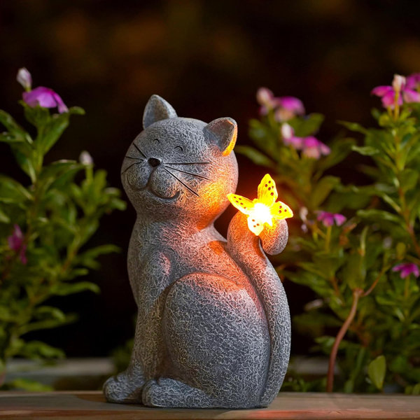Rubbermaid Solar Cat Outdoor Statues For Garden: Outside Decor With ...