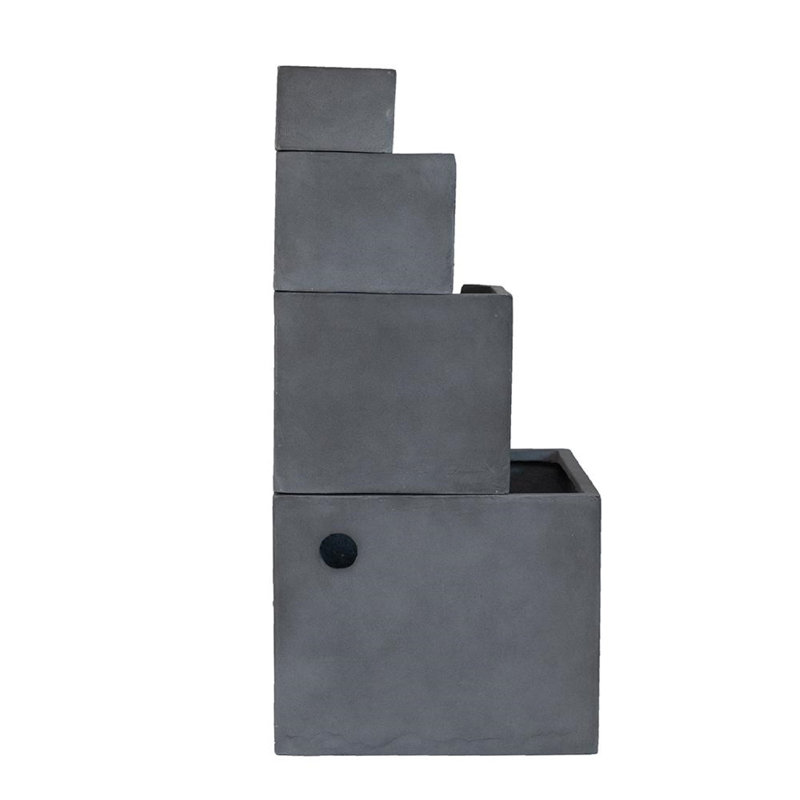 Hokku Designs Cement 4-Tier Block Water Fountain - 19.7" x 19.7" x 41.7 ...