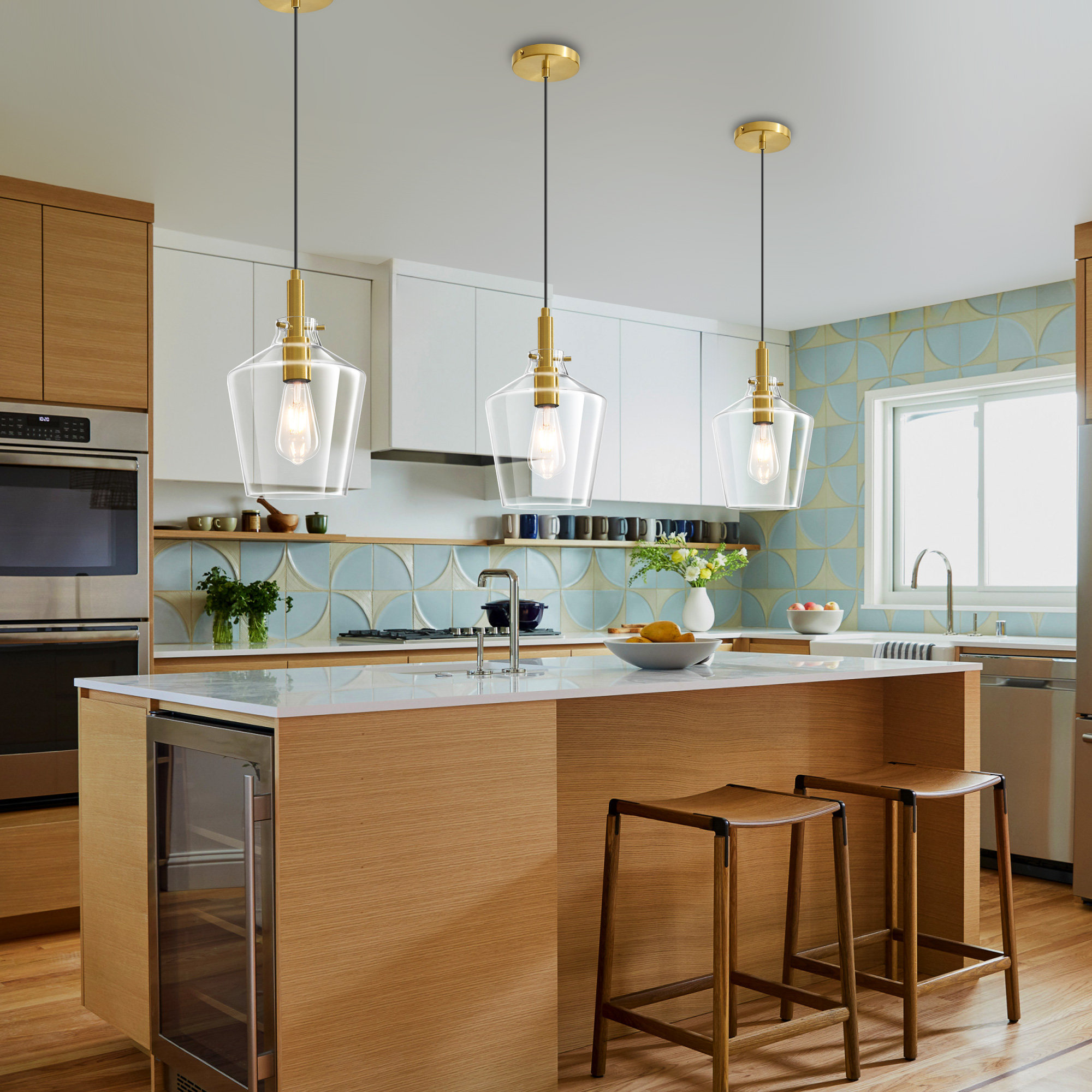 17 Stories Zader 1 - Light Single Pendant Glass Chandelier With ...