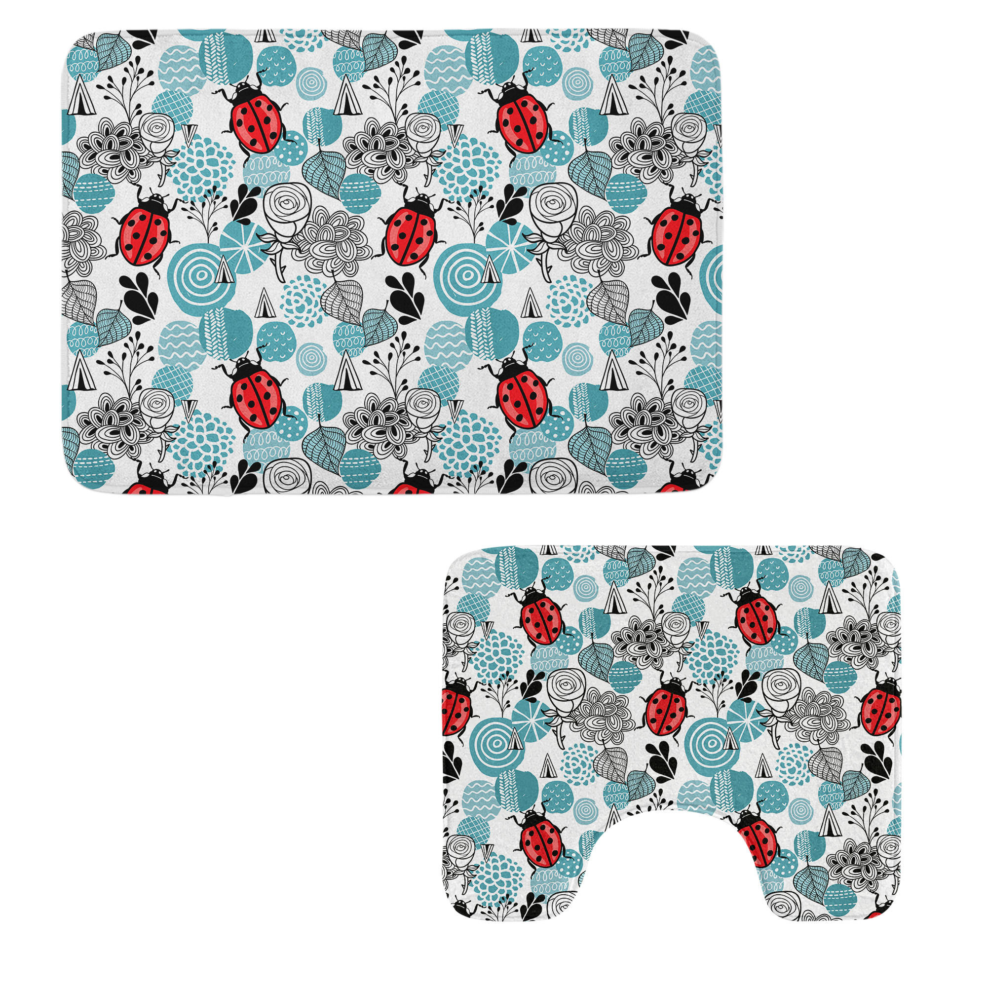 East Urban Home Ladybugs Bathroom Rug Set 2 Pieces Rectangle & Contour ...