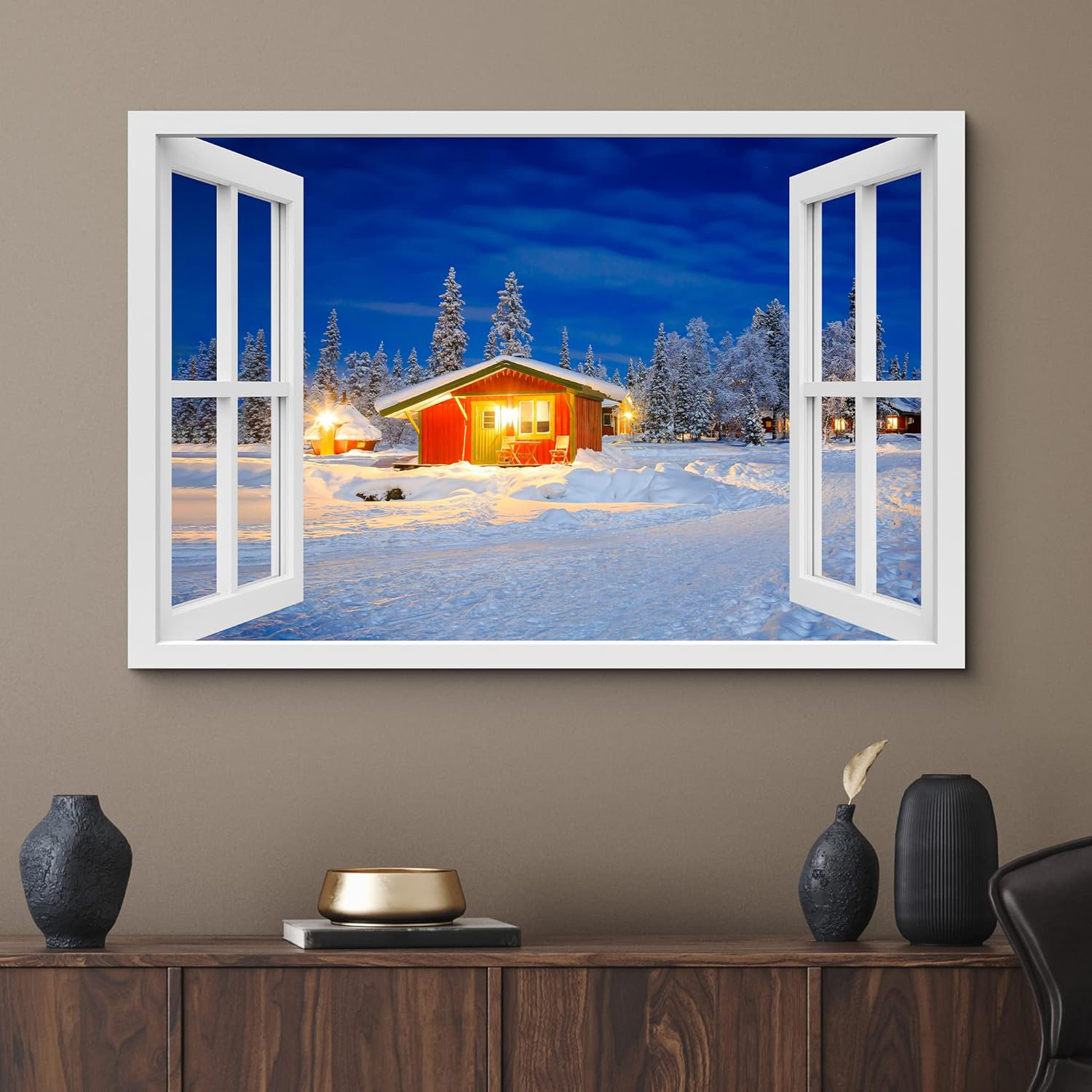 IDEA4WALL Window Scenery " Window View Christmas Light Winter ...