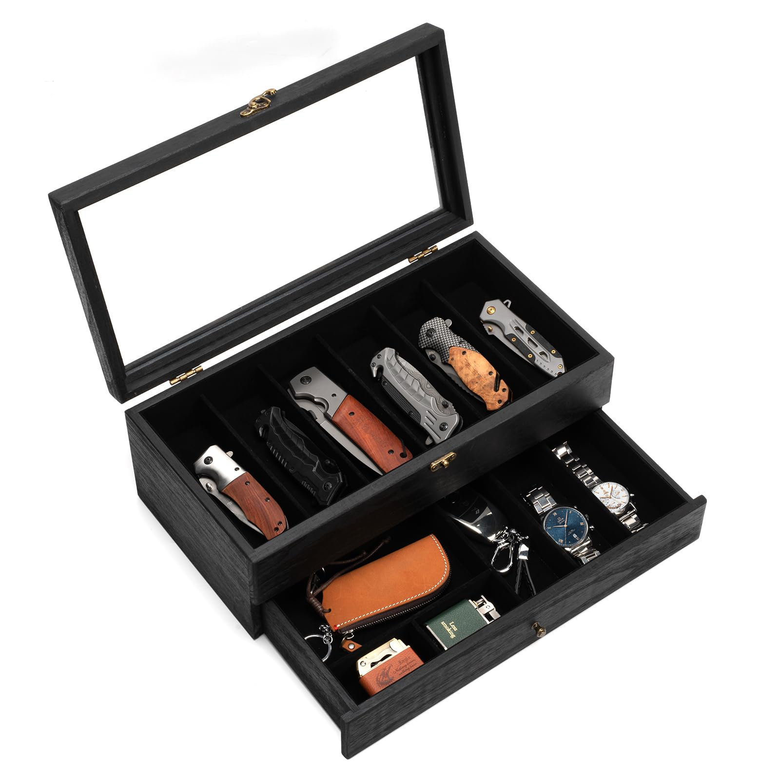 Isabelline 2-layer Pocket Knife Case Display & Storage Knives, Solid ...