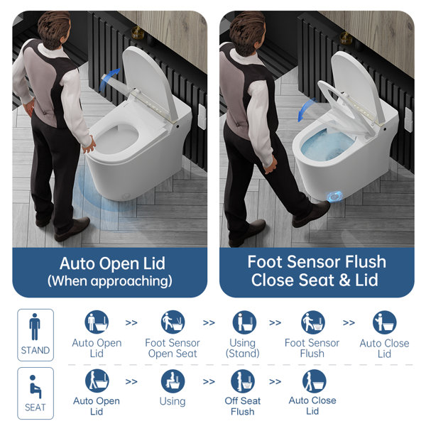 EPLO Smart Toilet Bidet Dual-Flush, LED Digital Display, Auto Open ...