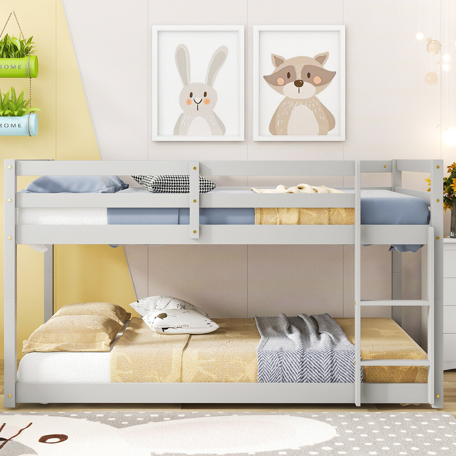 Harriet Bee Twin Over Twin Floor Bunk Bed - Wayfair Canada
