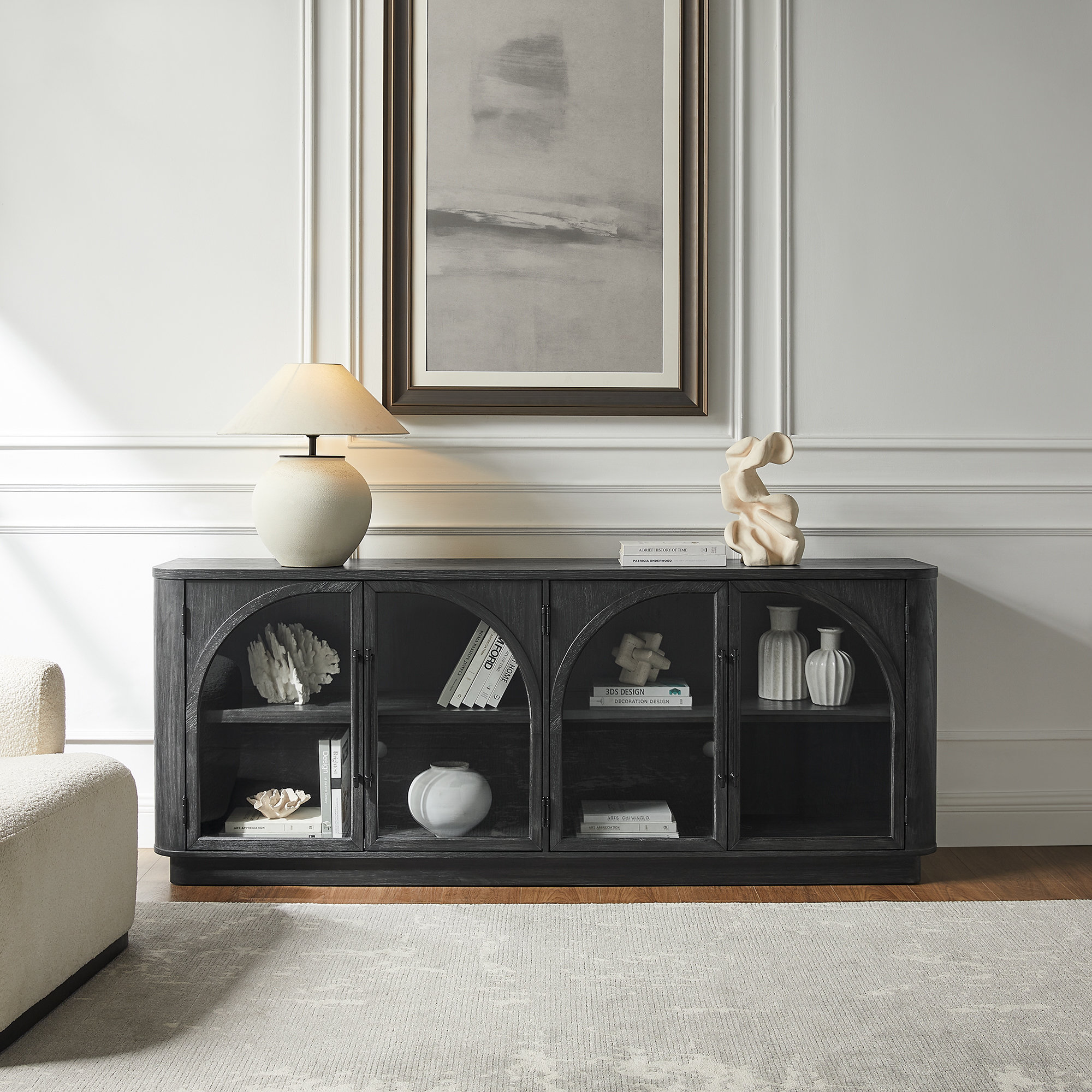Martin Furniture Modern Contemporary Wood 80 Console with glass doors ...