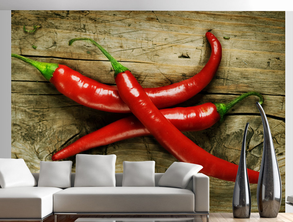 East Urban Home Spicy Chilli Peppers Wall Mural | Wayfair