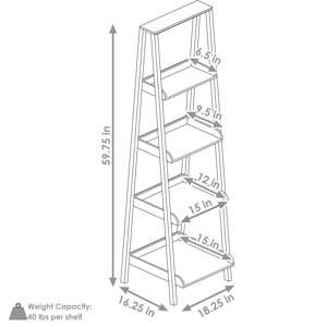 17 Stories Vaile Freestanding 4-Tier Leaning Ladder Shelf Bookshelf ...