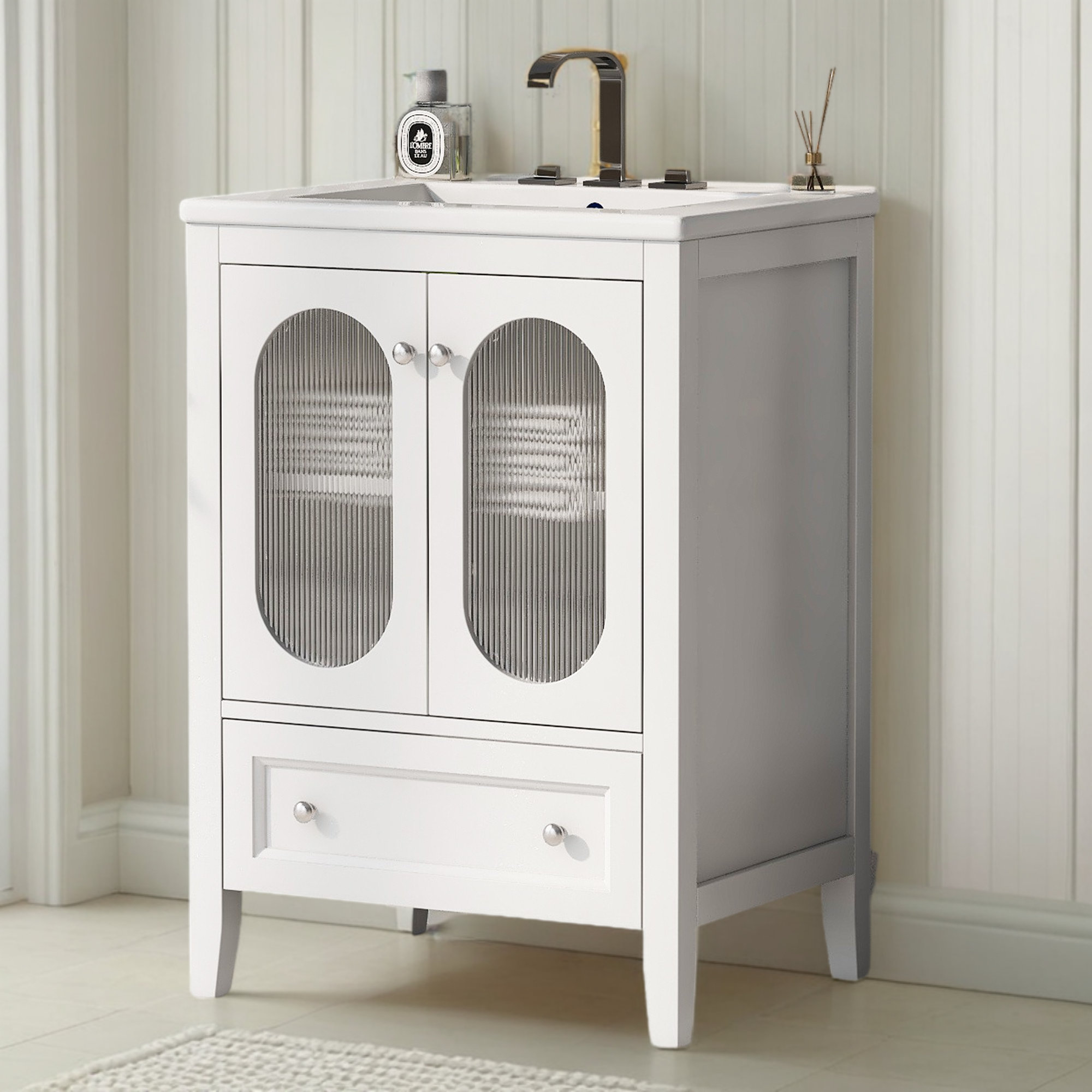 Ebern Designs Devyon 24'' Single Bathroom Vanity with Ceramic Top | Wayfair