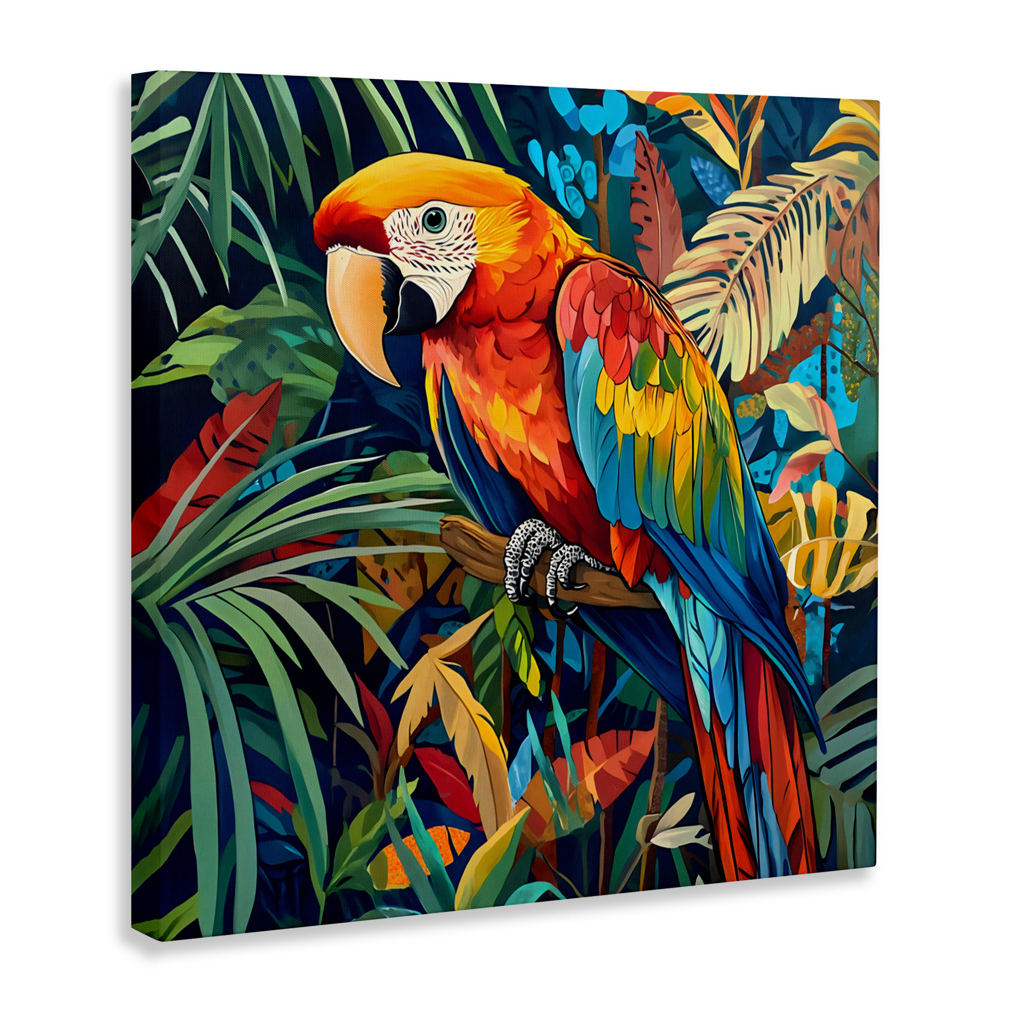 Dakota Fields Jungle Parrot Amid Leaves Canvas, design by LSR Design ...