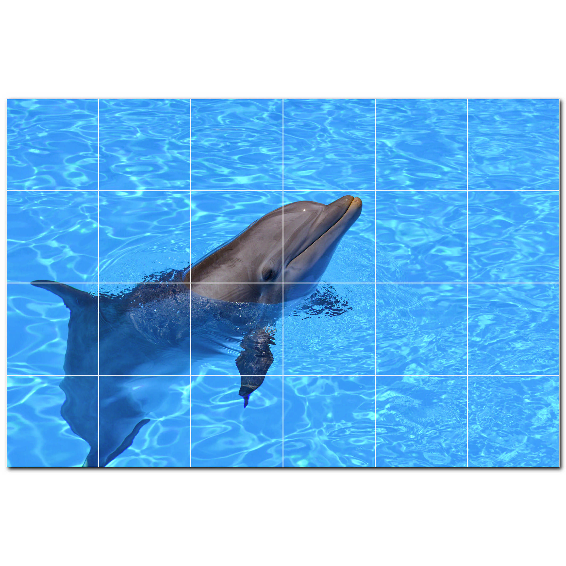 Picture-Tiles.com 21.25" x 17" Ceramic Dolphin Photo Decorative Mural ...