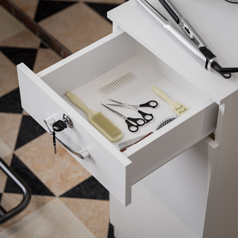 Ebern Designs Freestanding Beauty Carnkirn Salon Storage Station, with ...