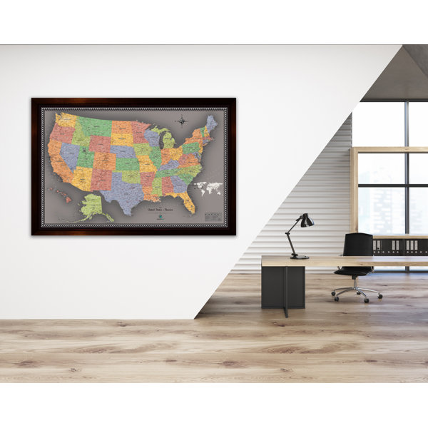 Home Magnetics Framed Magnetic Travel USA Map & Reviews | Wayfair