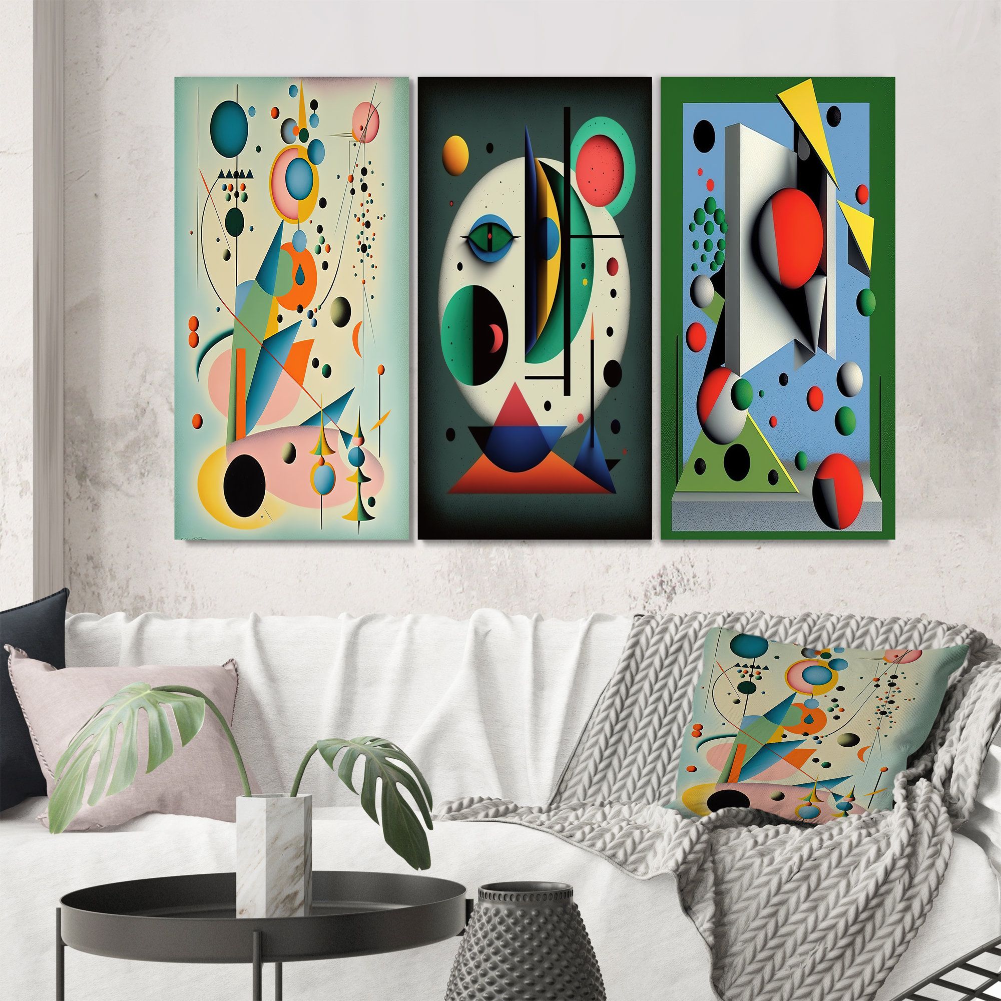 George Oliver " Playful Imaginary Landscapes " 3 - Pieces on Canvas ...
