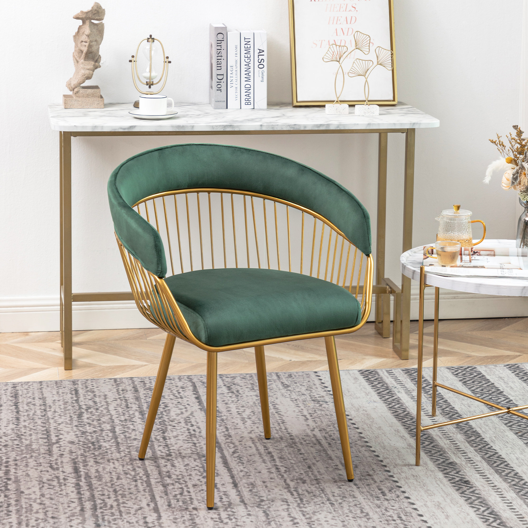 Mercer41 Emaad Leisure Modern Living Dining Room Accent Arm Chairs Club ...