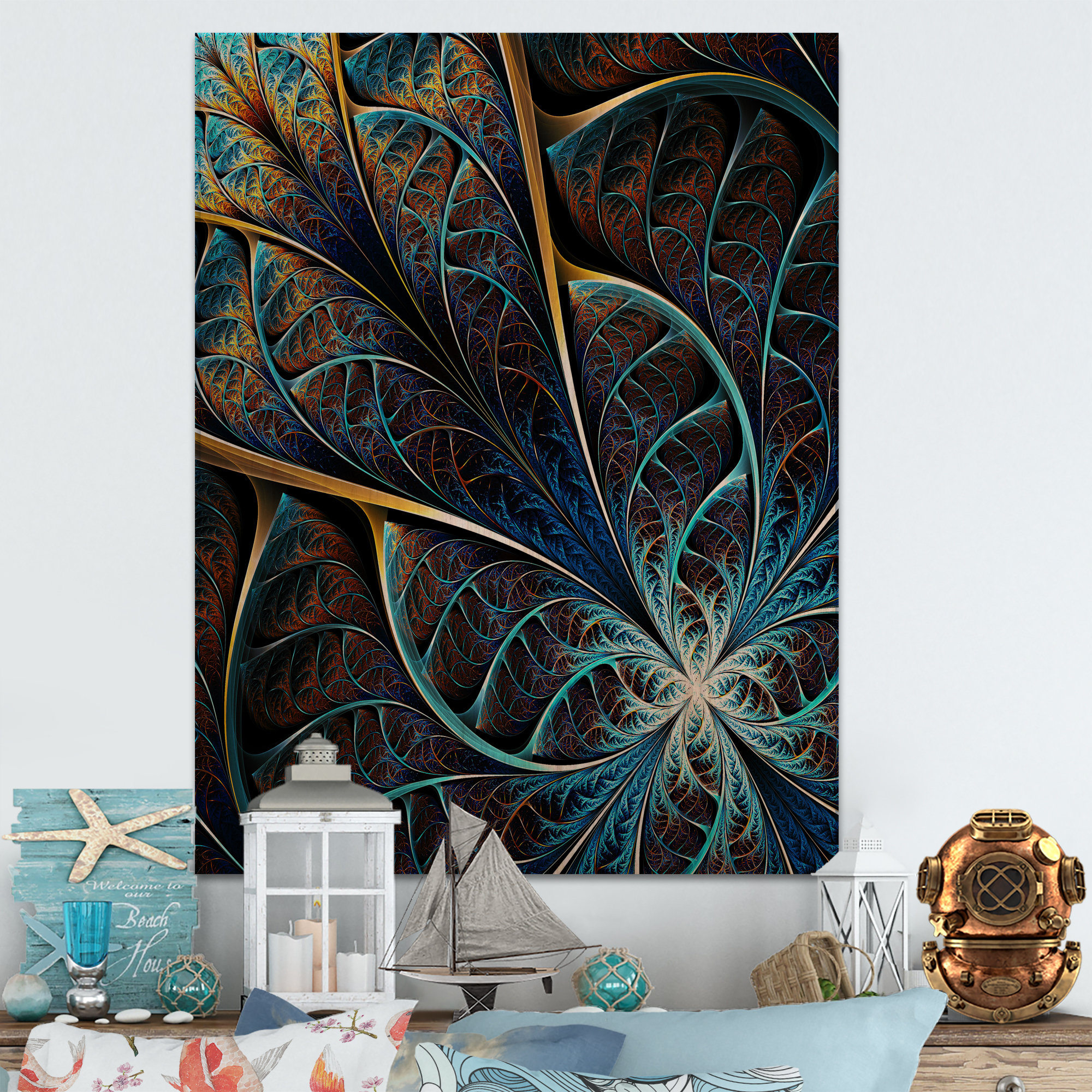 Charlton Home Abstract Brown Fractal Flower - Nautical & Coastal Wood ...