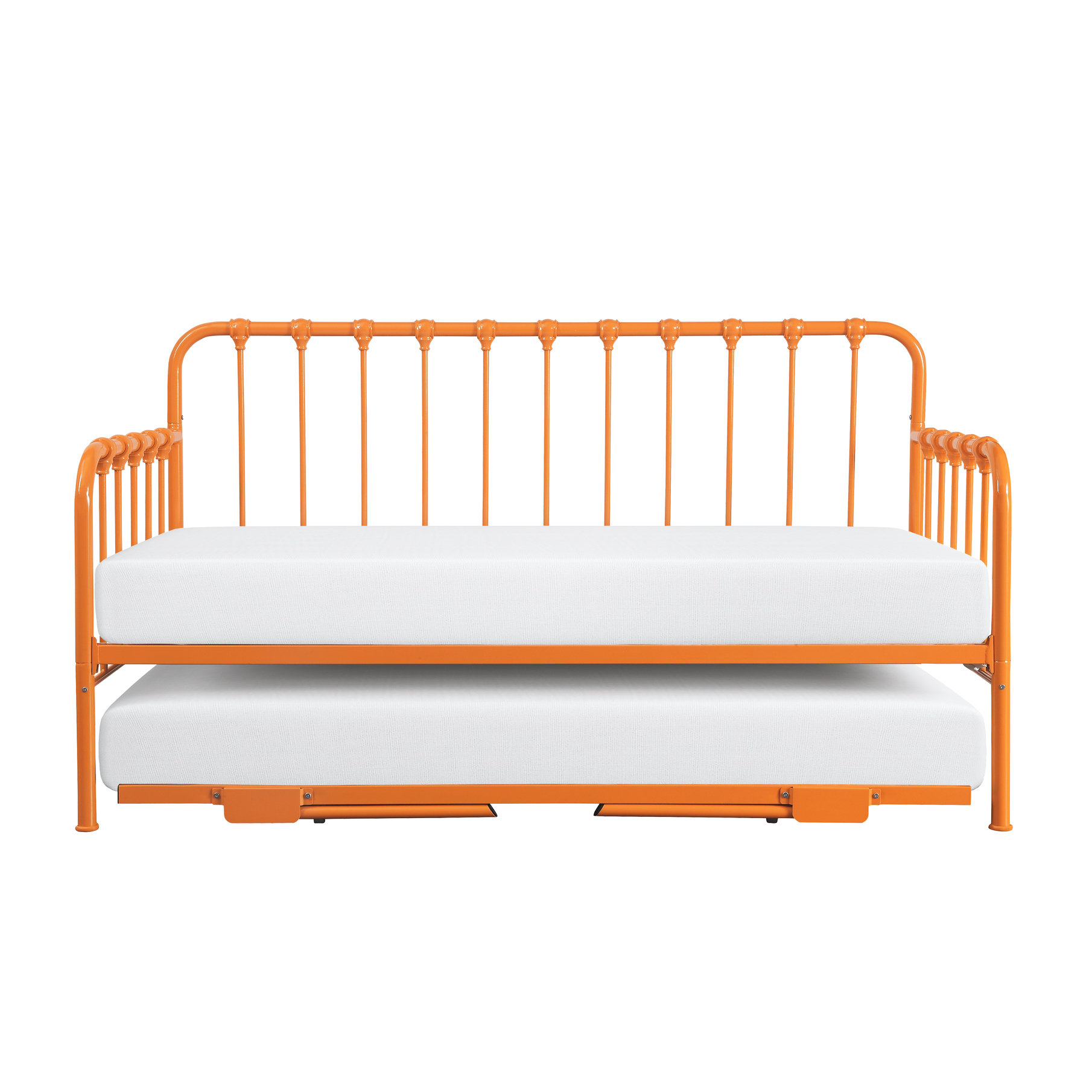 Corrigan Studio Metal Daybed In Orange With Lift - Up Trundle, Bedroom ...
