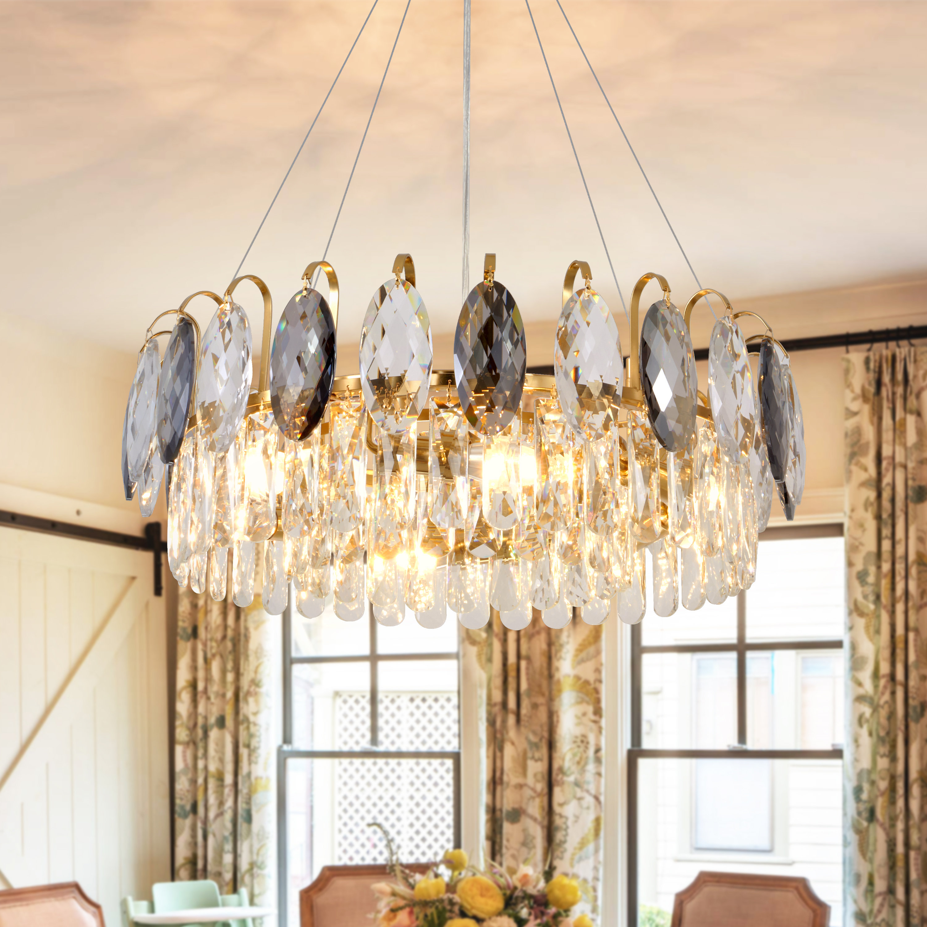 Mercer41 Modern Luxury Round Irregular Crystal Chandelier | Wayfair