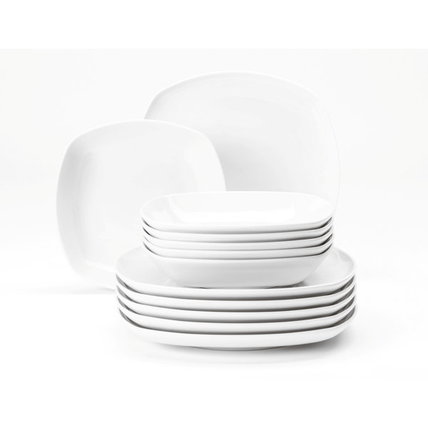 Brayden Studio Bernardica 12 Piece Porcelain Dinnerware Set - Service ...