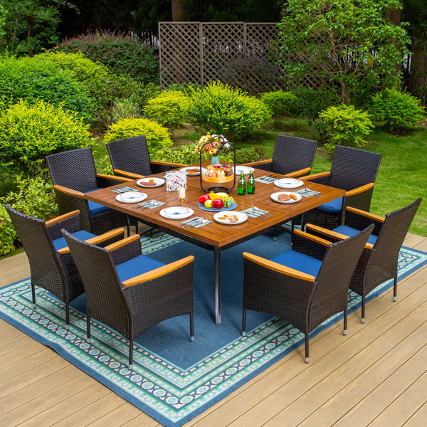 Lark Manor Ballarat 8 - Person Square Outdoor Dining Set with Cushions ...