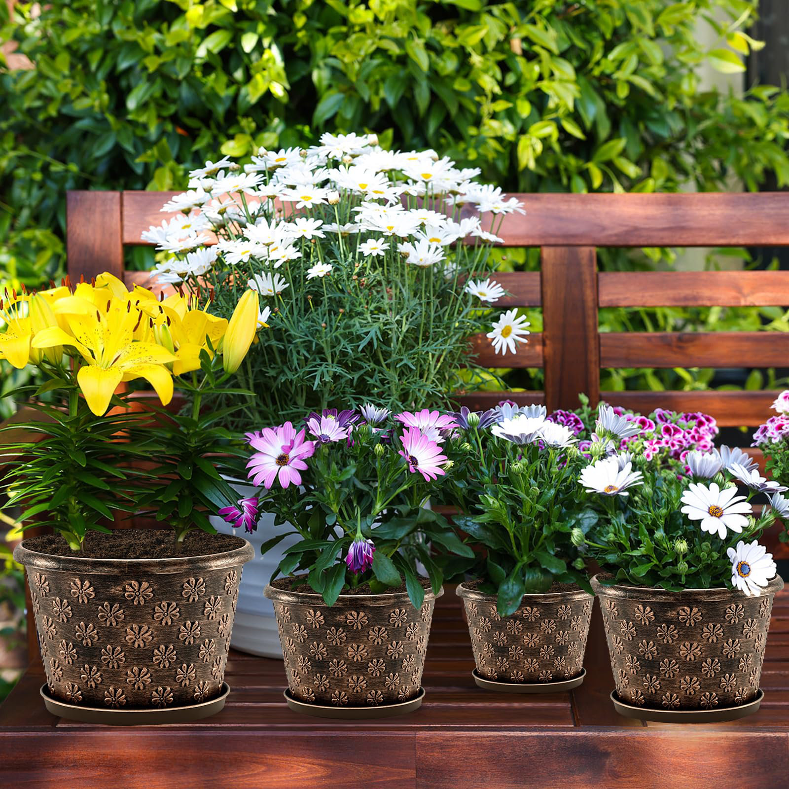 Winston Porter 8 Inch Planter Pots For Plants, Plastic Flower Pots ...