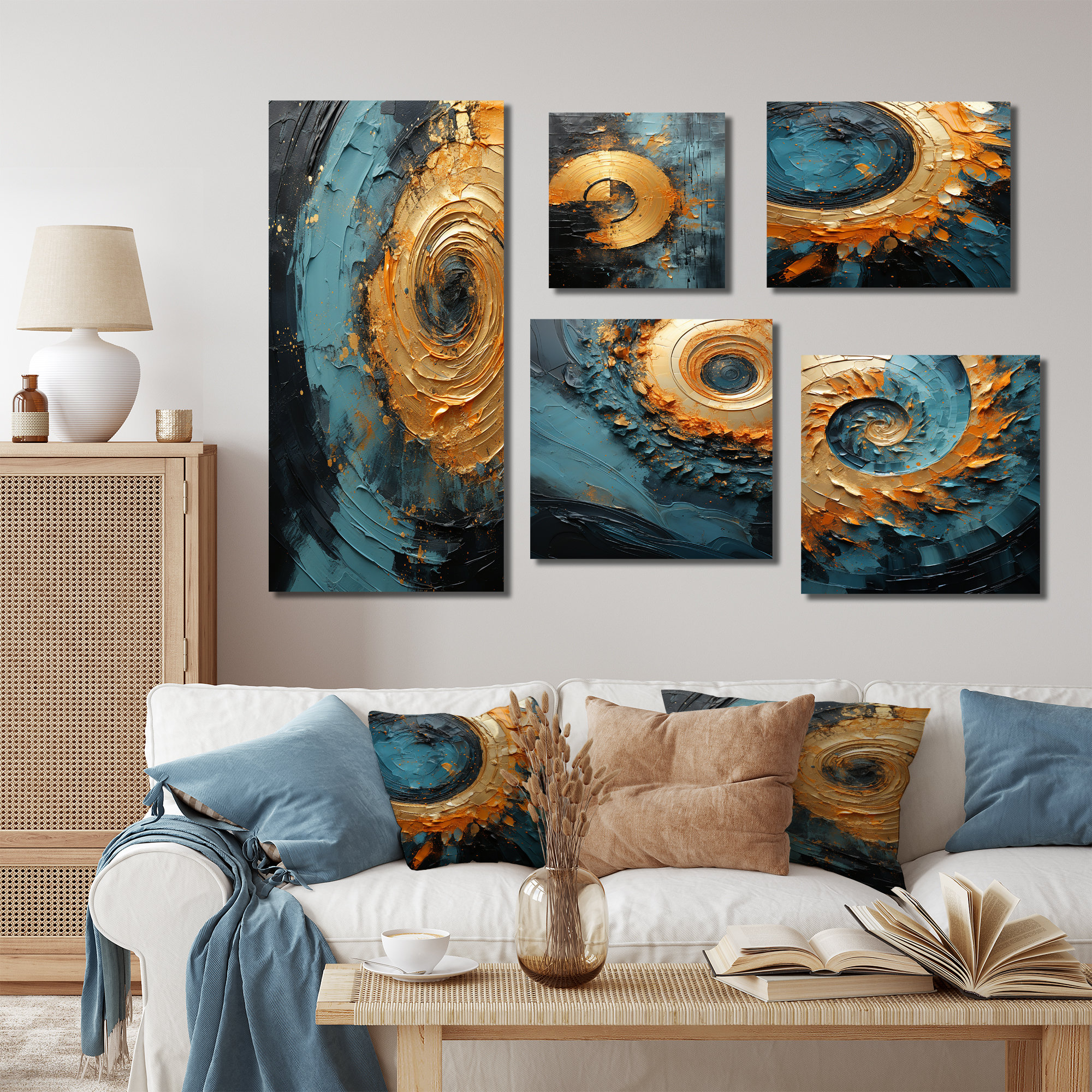 Ivy Bronx Desert Mirage Swirl Vortex - Abstract Spirals Wall Decor Set ...