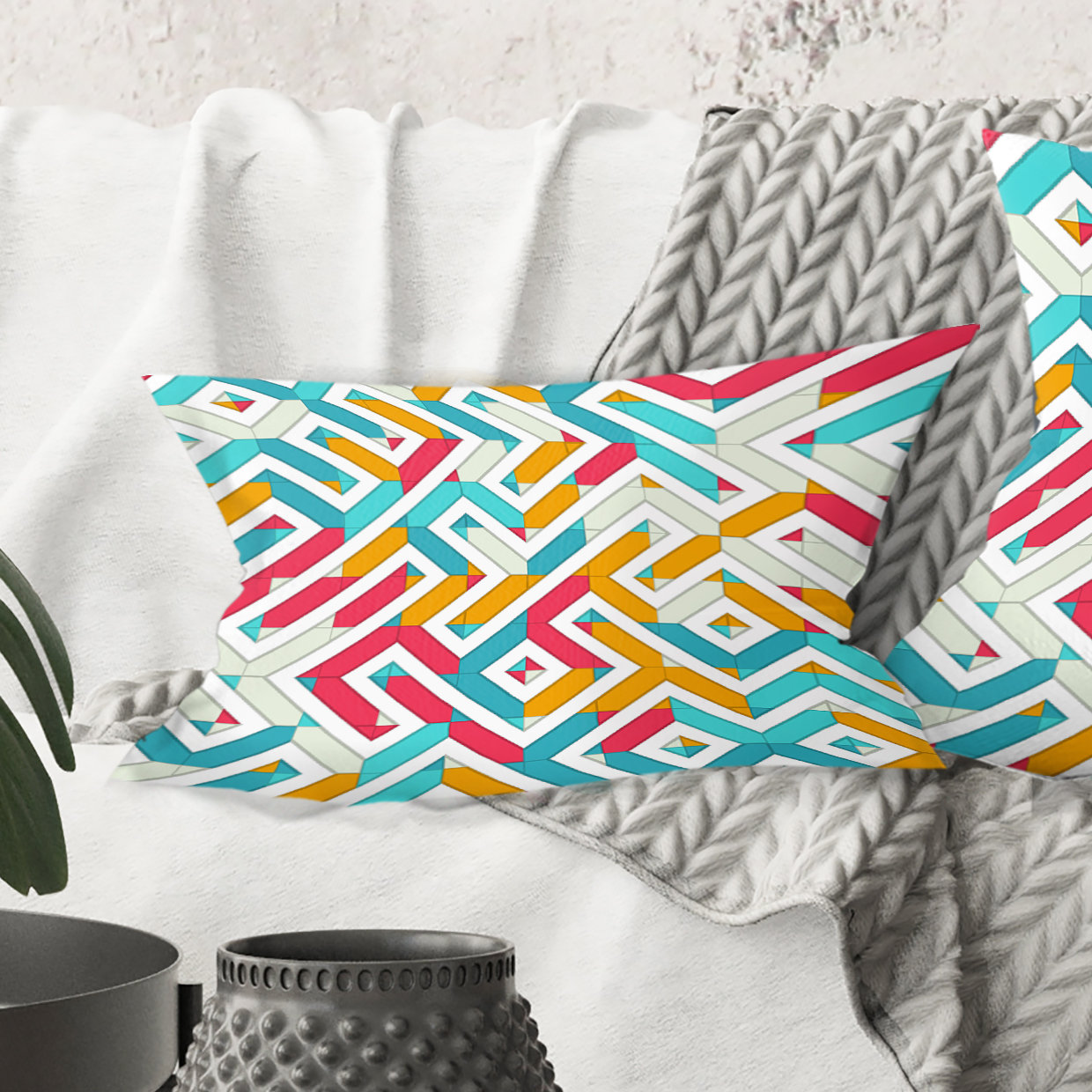 Design Art Abstract Retro Geometry I - Mid-Century Modern Printed Throw ...