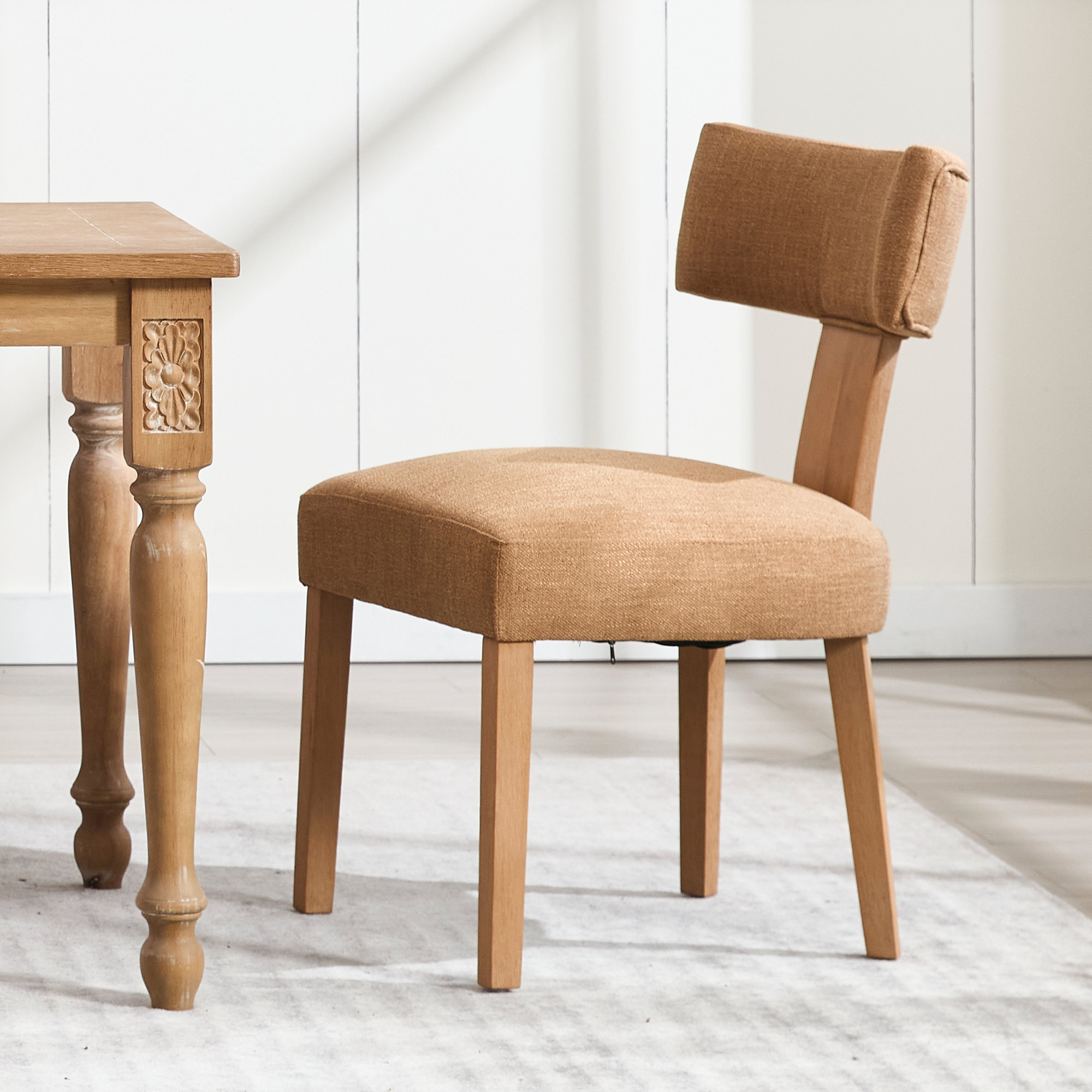 George Oliver Upholstered Farmhouse Dining Chairs With Wood Legs, Mid ...