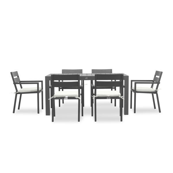 AllModern Eartha 6 - Person Metal Patio Dining Set with Rectangular ...