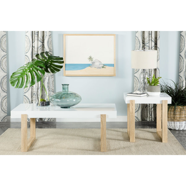 Ebern Designs Nakia 2-Piece Coffee And End Table Set White High Gloss ...