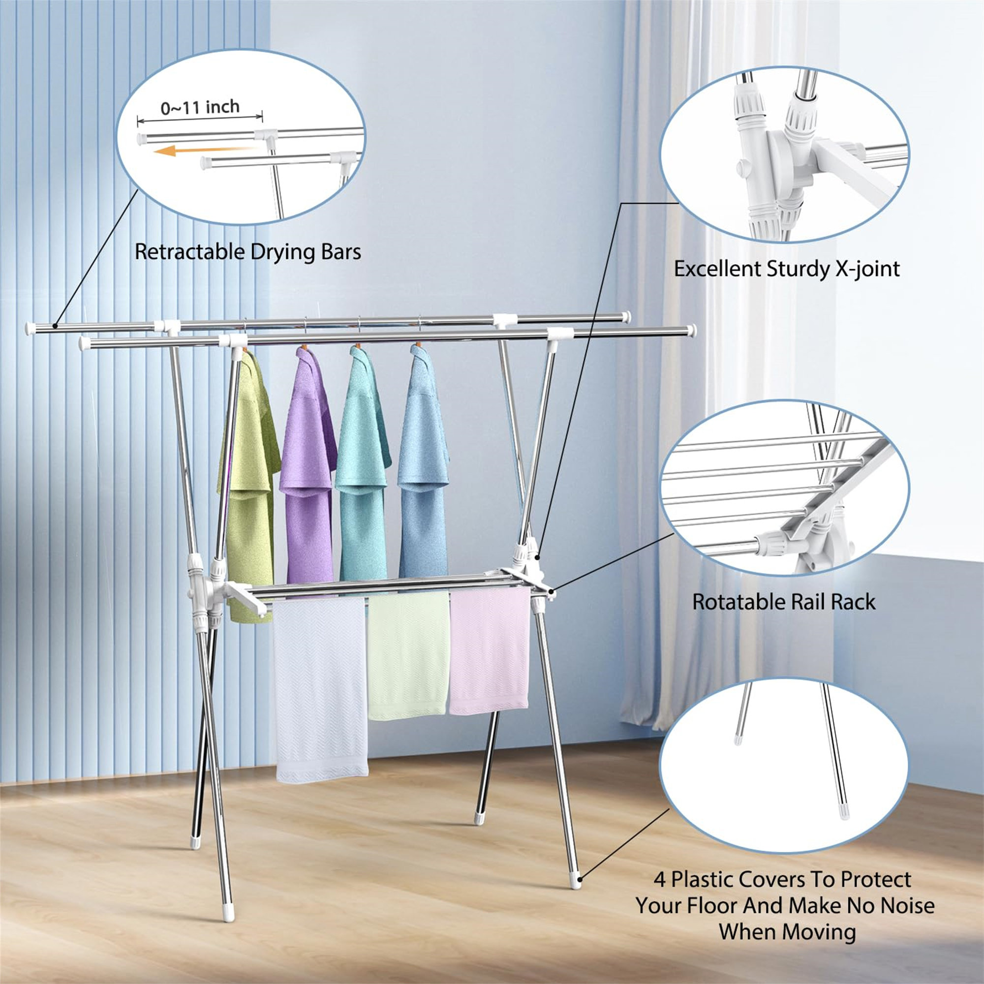 URKNO Stainless Steel Foldable Accordion Drying Rack | Wayfair