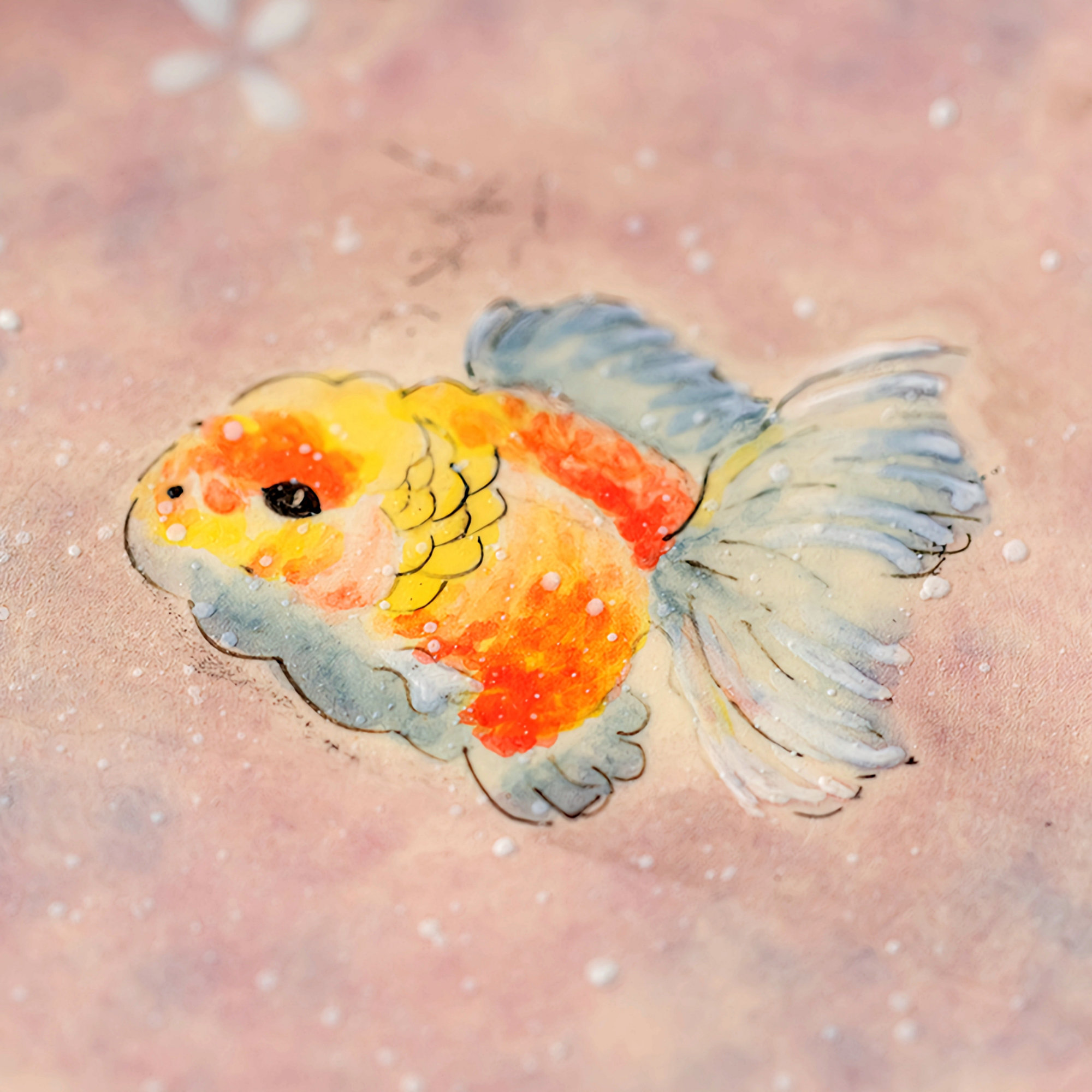 World Menagerie Hand Drawn Pink Double Carp Playing Lotus Pot Tray ...