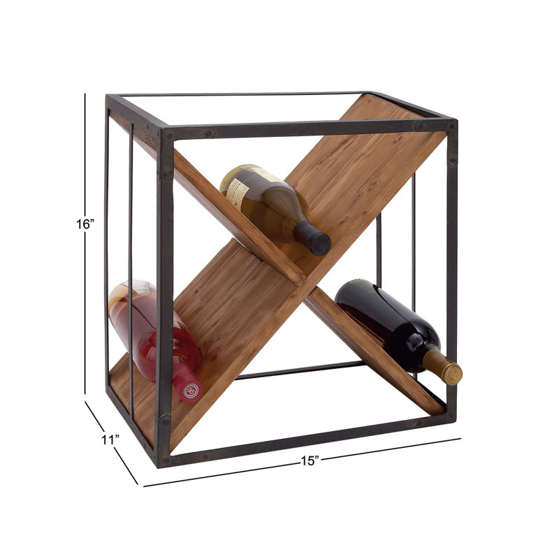 Beachcrest Home Ahumada Tabletop Wine Bottle Rack in Light Wood/Black ...