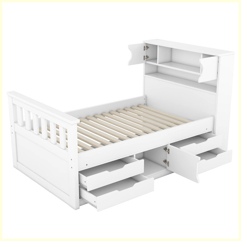 Lark Manor™ Modern Captain Platform Bed Frame with Storage Bookcases ...