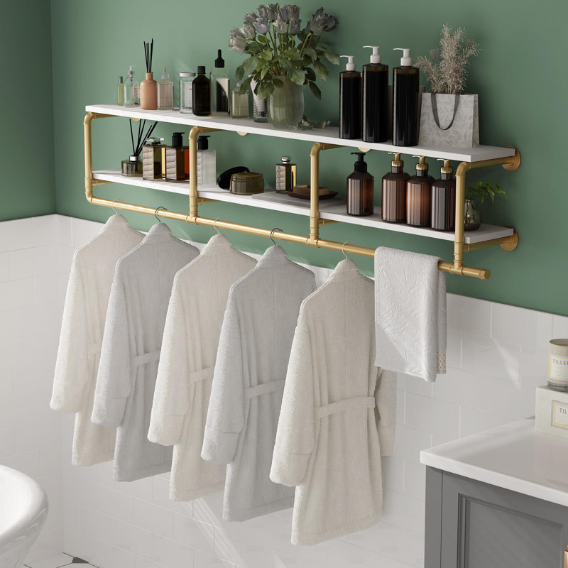 Wendes Kem 62.93" Metal Wall Mounted Clothes Rack | Wayfair