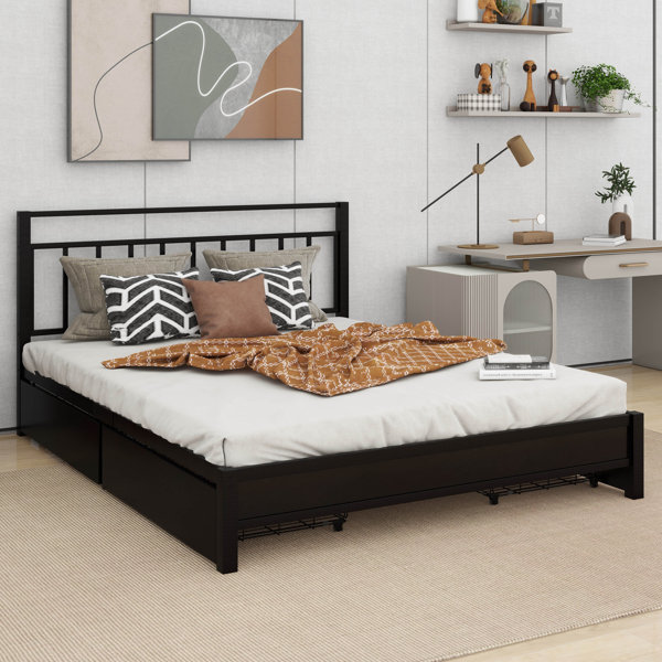 17 Stories Ocossio Metal Slat Storage Bed | Wayfair
