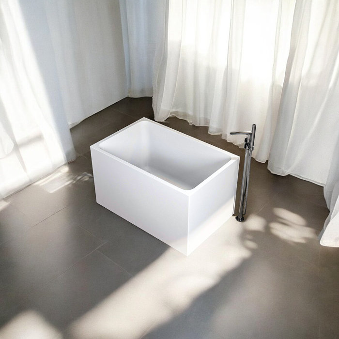 KISRAIS 43'' X 27.5'' Rectangle Freestanding Soaking Acrylic Bathtub ...