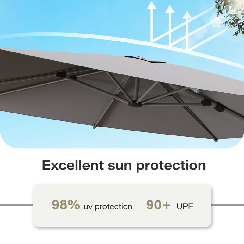Lausaint Home Gentle Chic 120" Aluminum Lighted Cantilever Umbrella ...