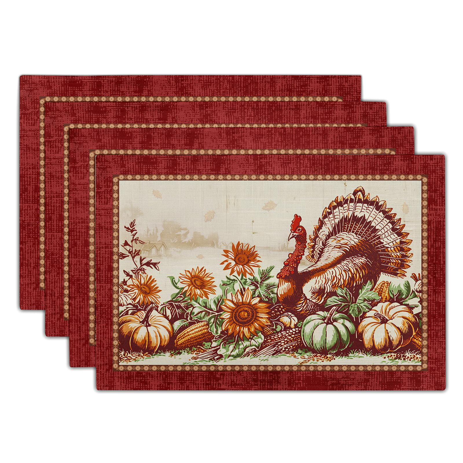 COEN Ensemble de 4 napperons de l'Action de grâce mesure 12 x 18 pouces ...