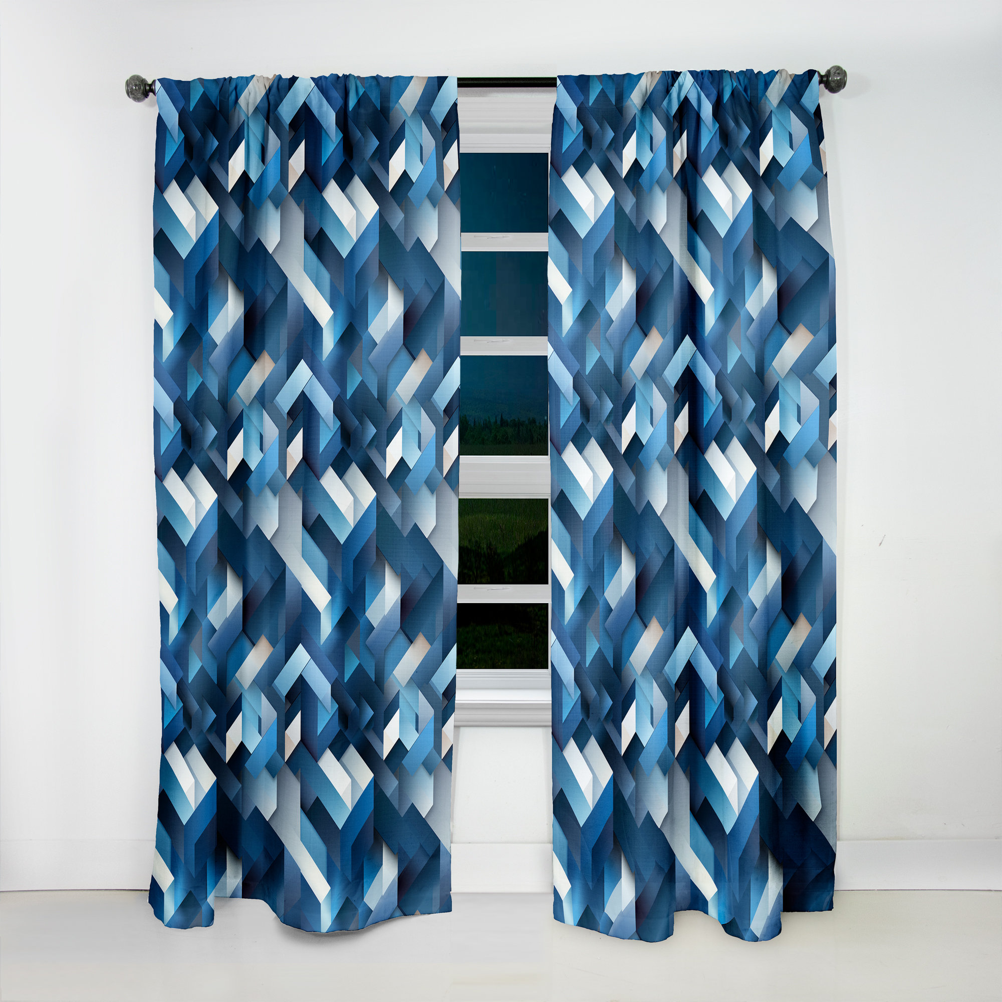 Design Art Minimalist White And Blue Polygons Geometric II - Geometric ...