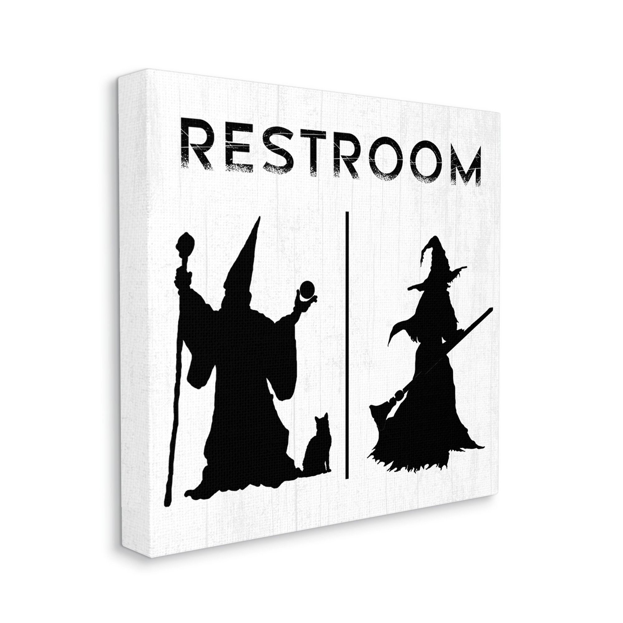 Stupell Industries Rustic Witch & Wizard Halloween Restroom Sign by ...