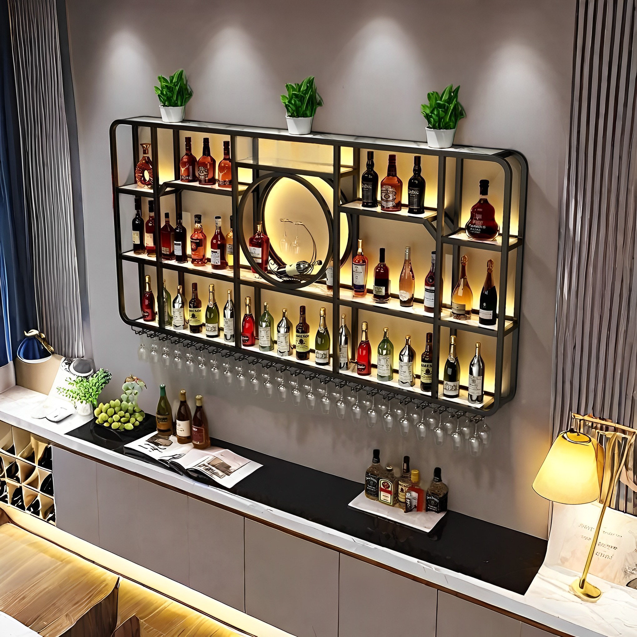 LY Retro Metalworks Iron Wall-mounted Wine Rack Wall Mounted Wine ...