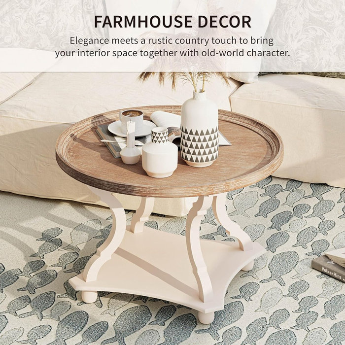 Ophelia & Co. Plaisance Rustic Farmhouse Cottage Core Coffee Table ...