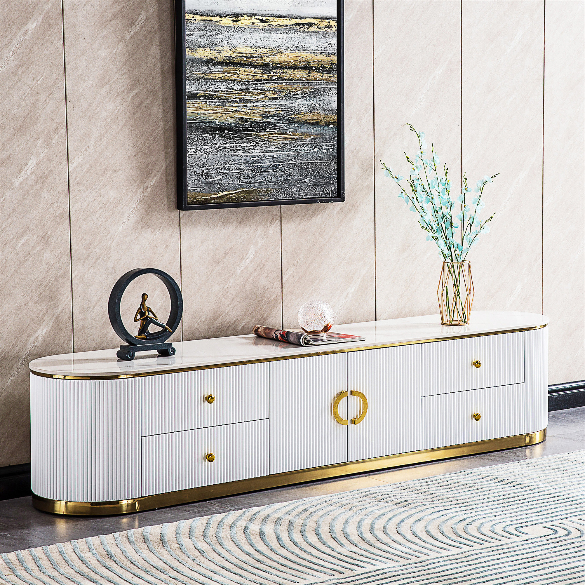 Everly Quinn Meuble télé pour téléviseur de 78 po ou moins Mican et ...