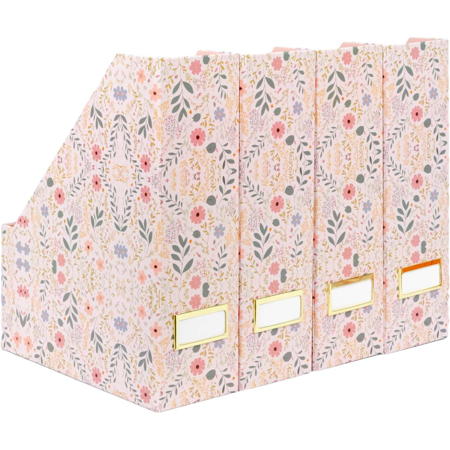 Dakota Fields Foldable Magazine File Set Of 4 With Floral Boho Design ...