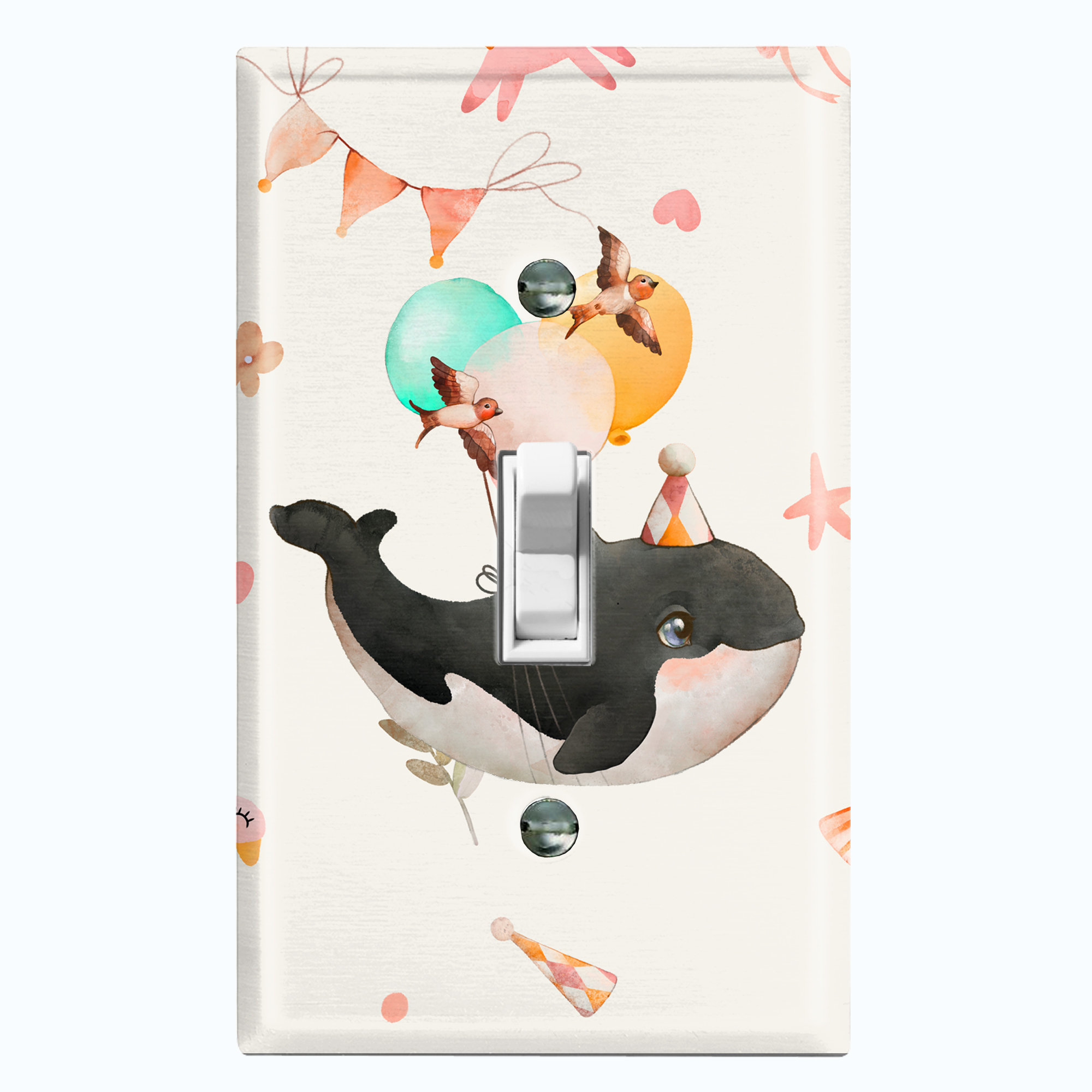 WorldAcc Cute Nursery Whale Birds Party 1-Gang Toggle Light Switch Wall ...