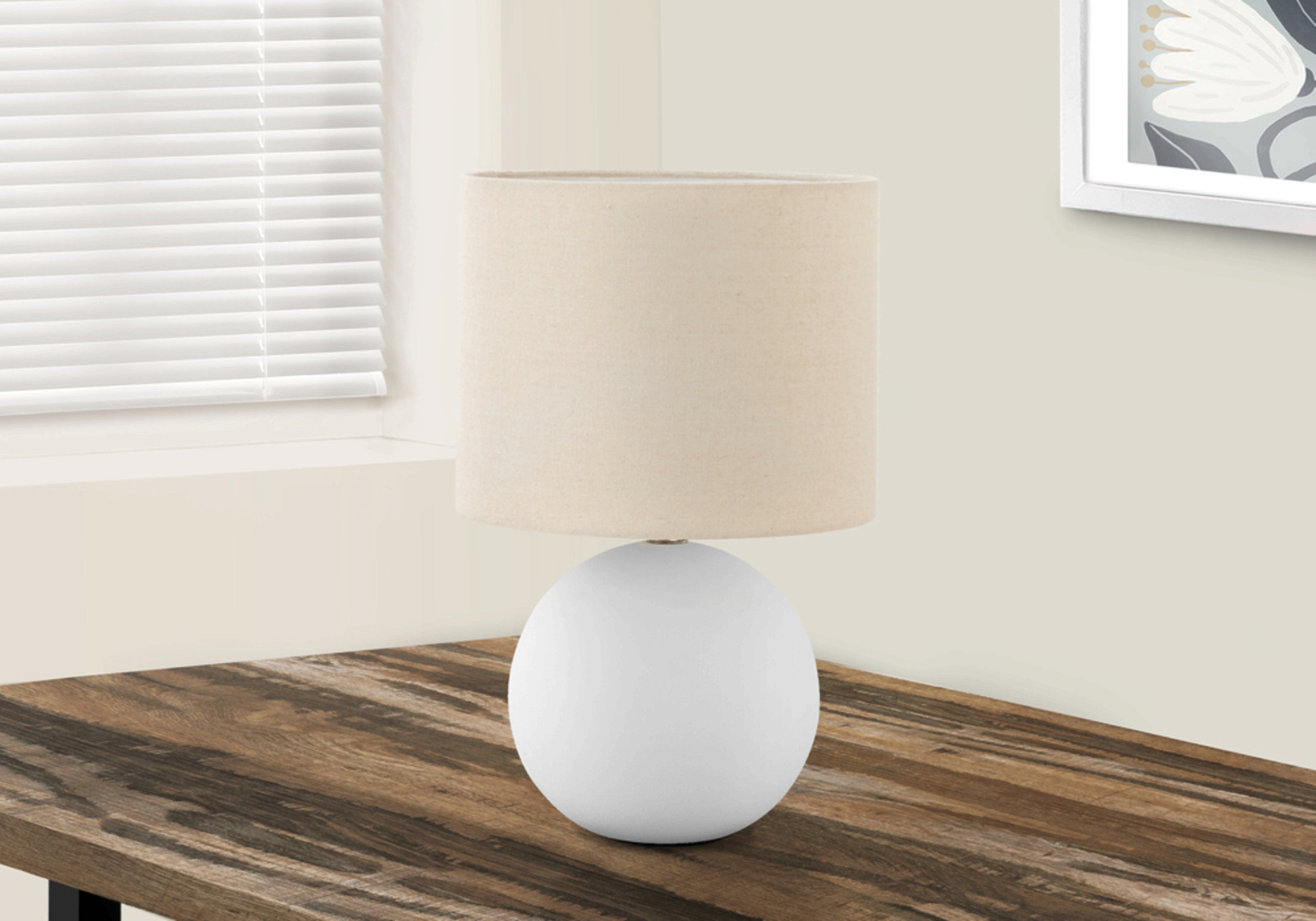 Ebern Designs Lighting, 16"H, Table Lamp, Cream Shade, Cream Ceramic ...