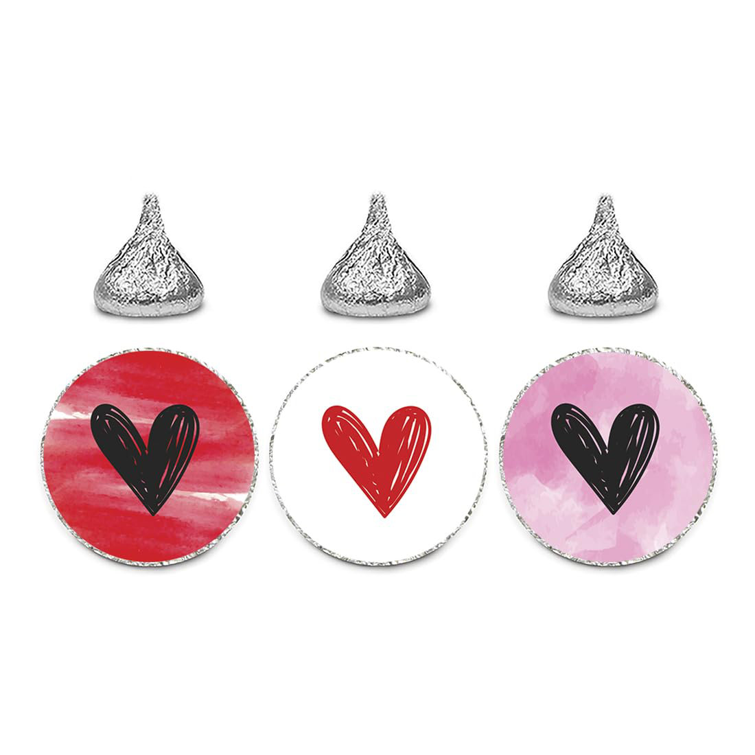 The Holiday Aisle® Black Scribbled Heart Chocolate Drop Labels, Wedding ...