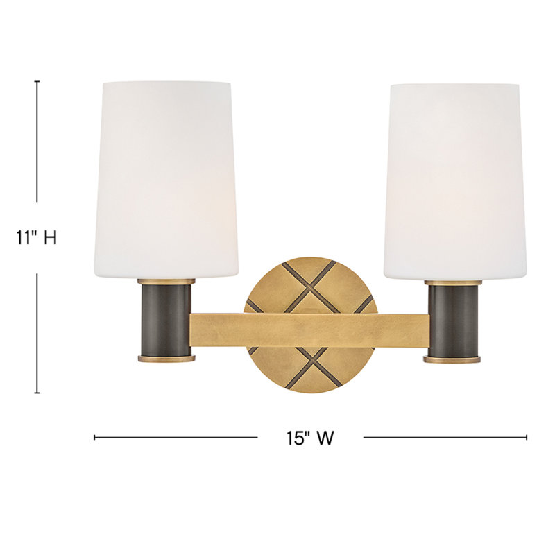 Hinkley Declan Small Two Light Bath Vanity with Crosshatch Motif | Wayfair