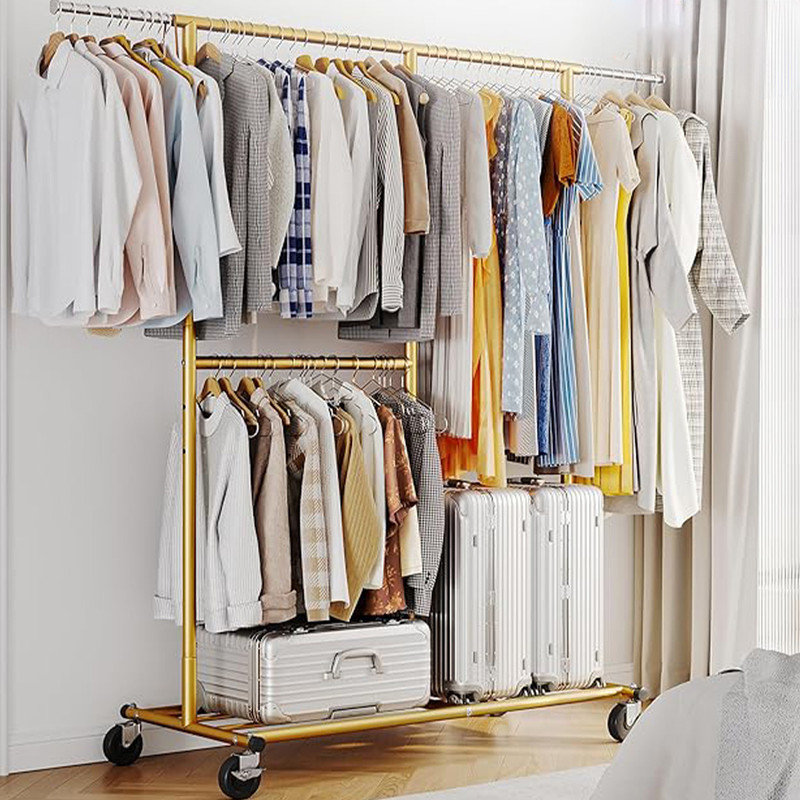 Orren Ellis Clothes Rack,Metal Clothing Rack with Wheels Collapsible ...