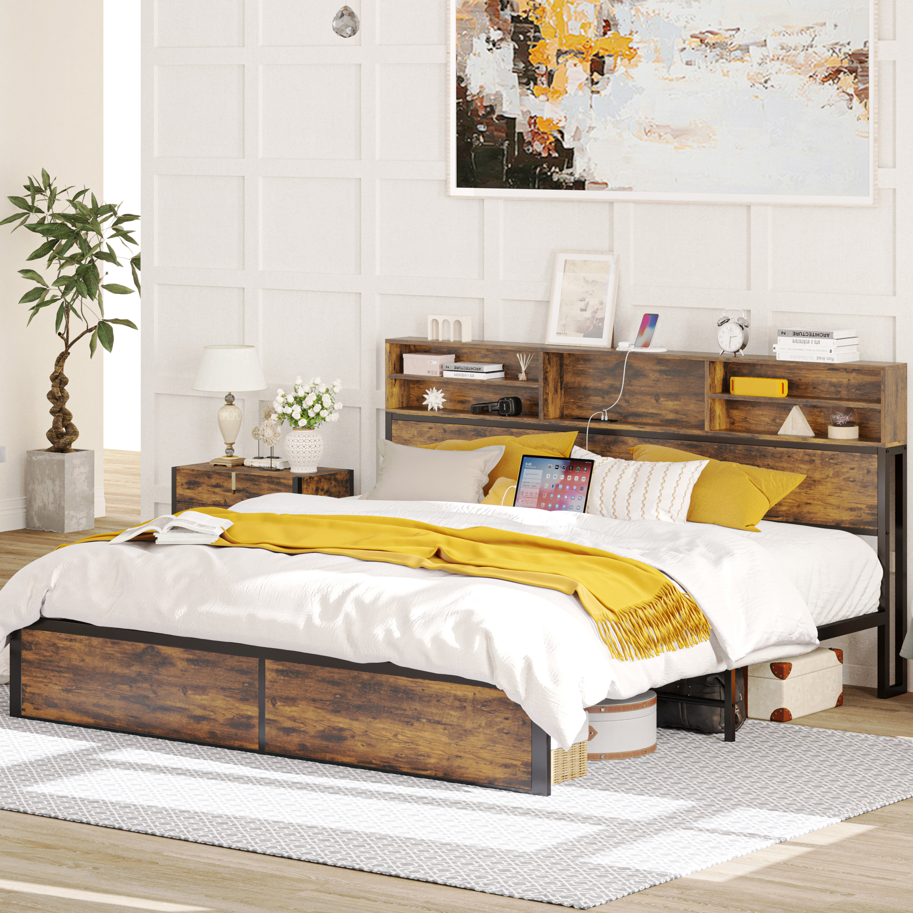 Millwood Pines Storrs Storage Platform Bed & Reviews | Wayfair